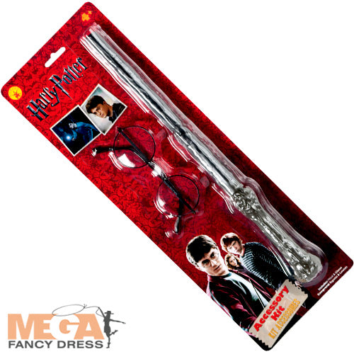 Harry Potter Glasses And Wand Kit Wizarding Accessories Mega Fancy Dress