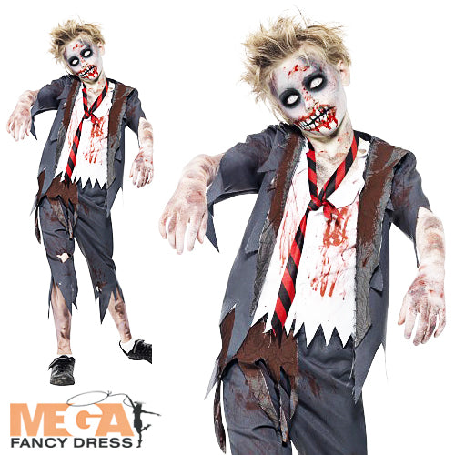 Boys Halloween Horror Zombie School Fancy Dress Costume – Mega Fancy ...