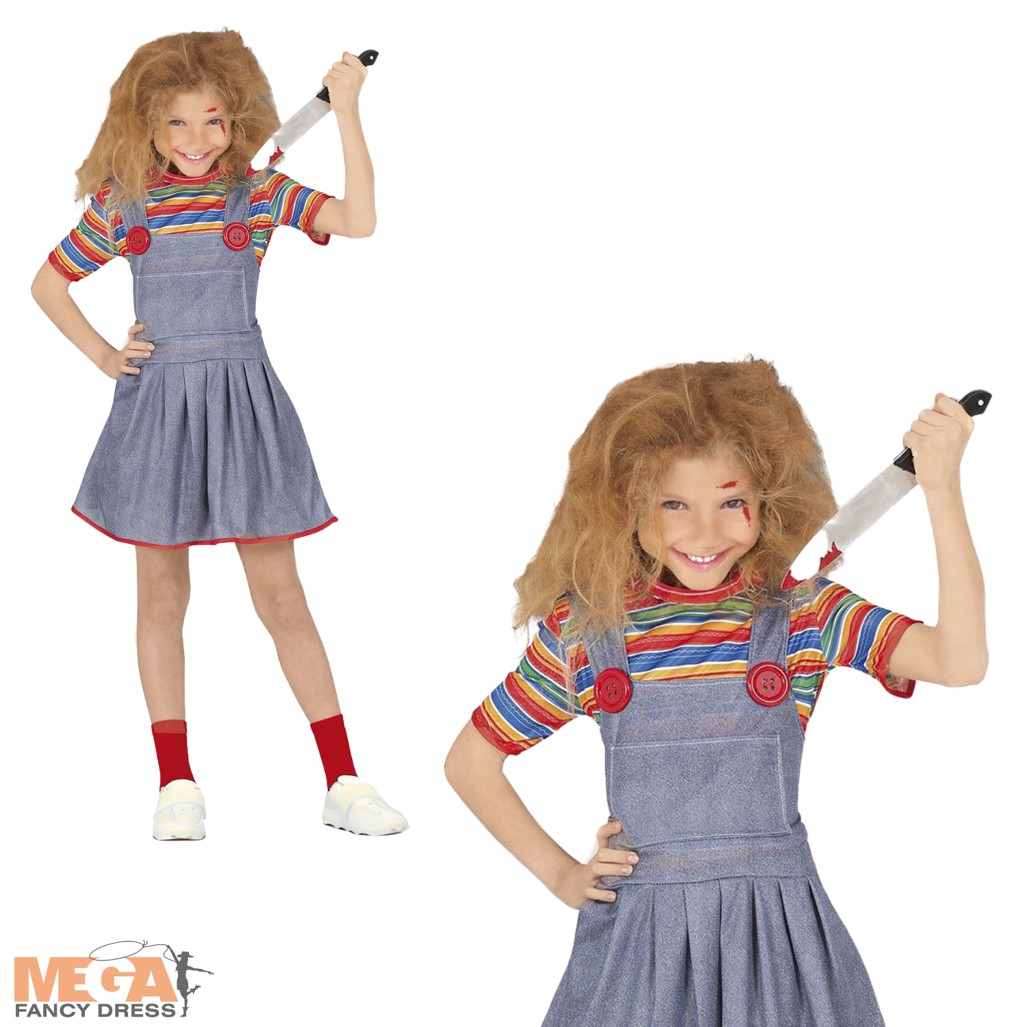 Girls Chucky Killer Doll Halloween Fancy Dress Costume – Mega Fancy ...