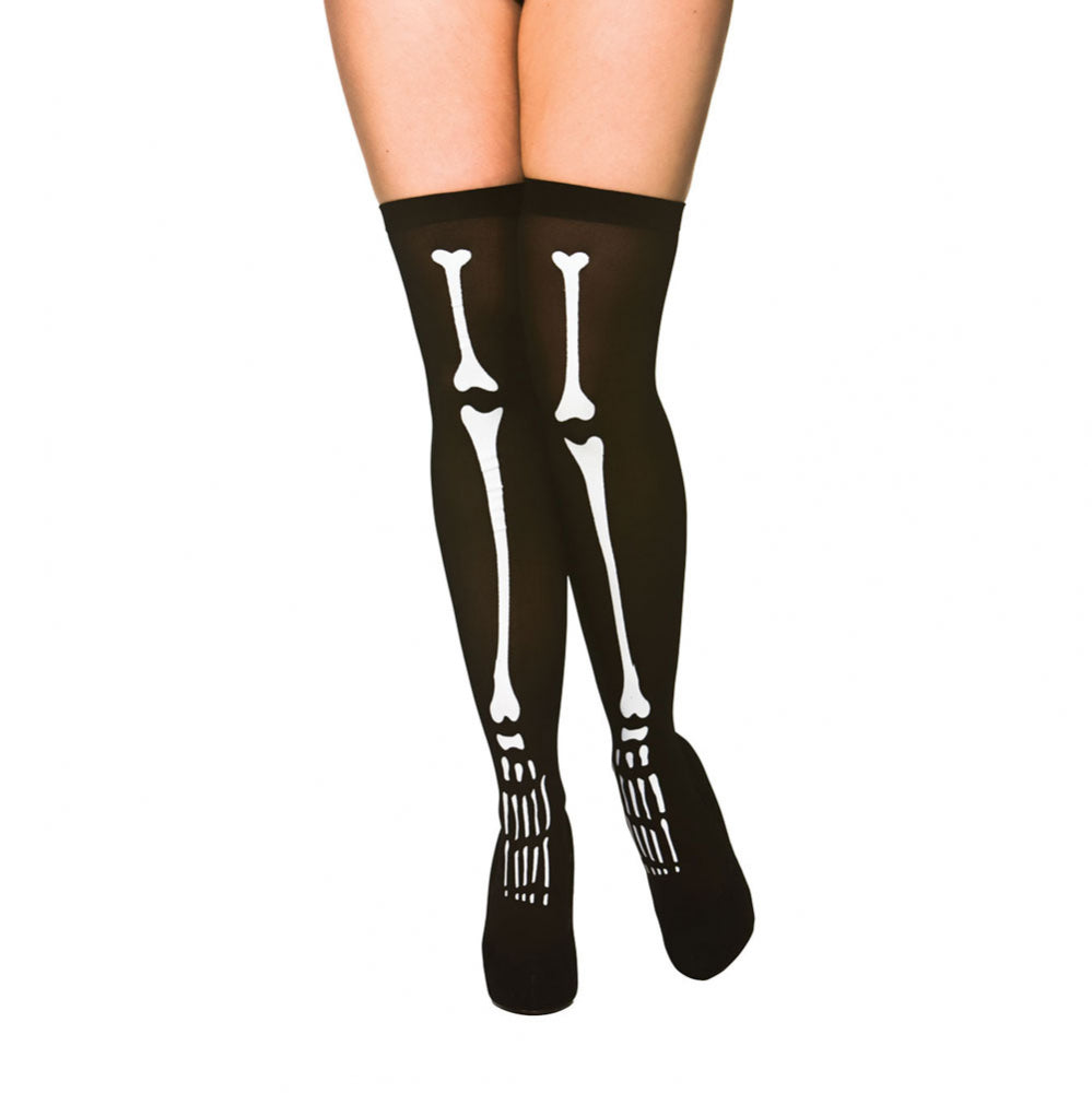 Shop Skeleton Thigh Highs Halloween Costume Accessory | Mega Fancy ...