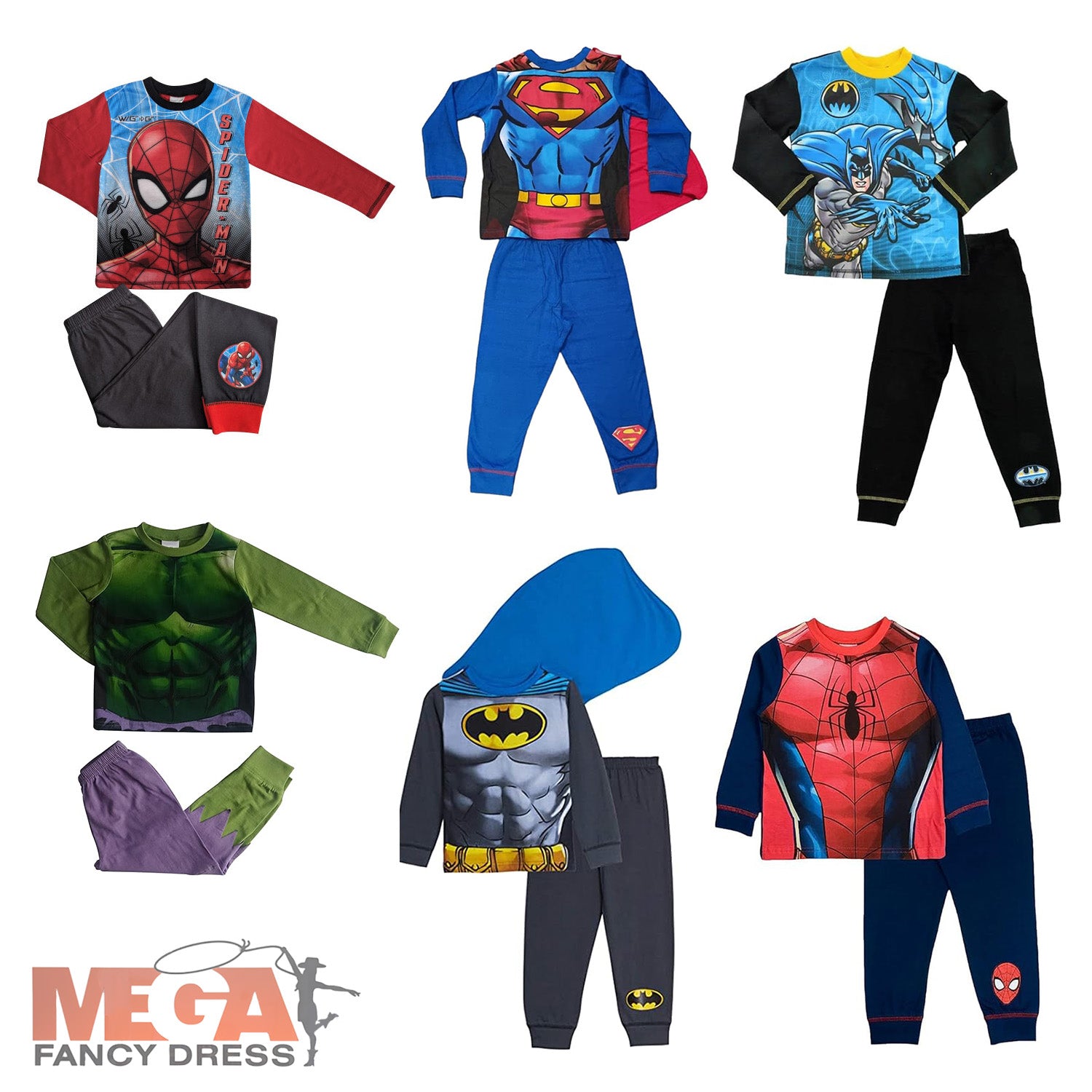 Official Boys Superhero Character Pyjamas – Mega Fancy Dress UK