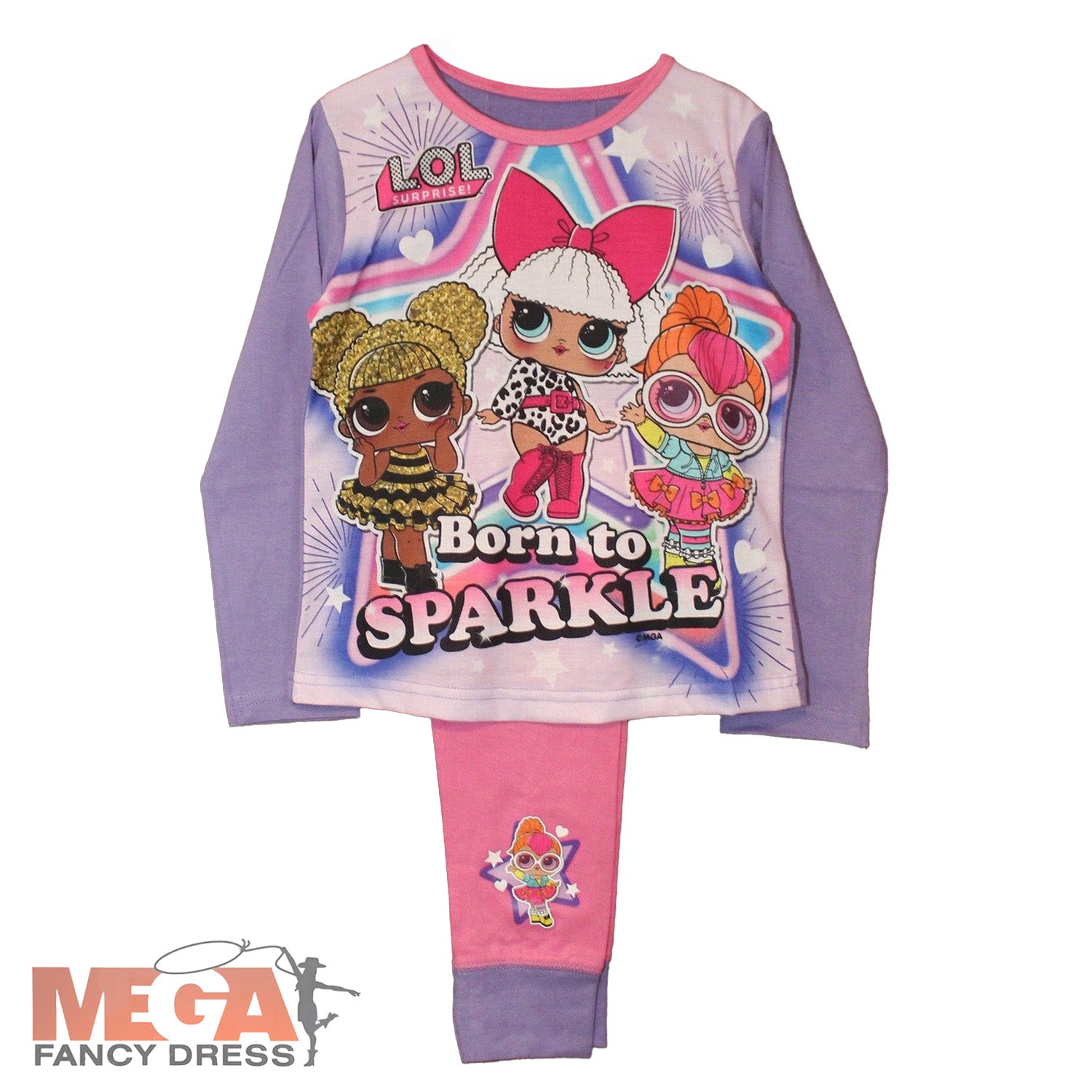 Official Girls Lol Born to Sparkle Pyjamas – Mega Fancy Dress UK